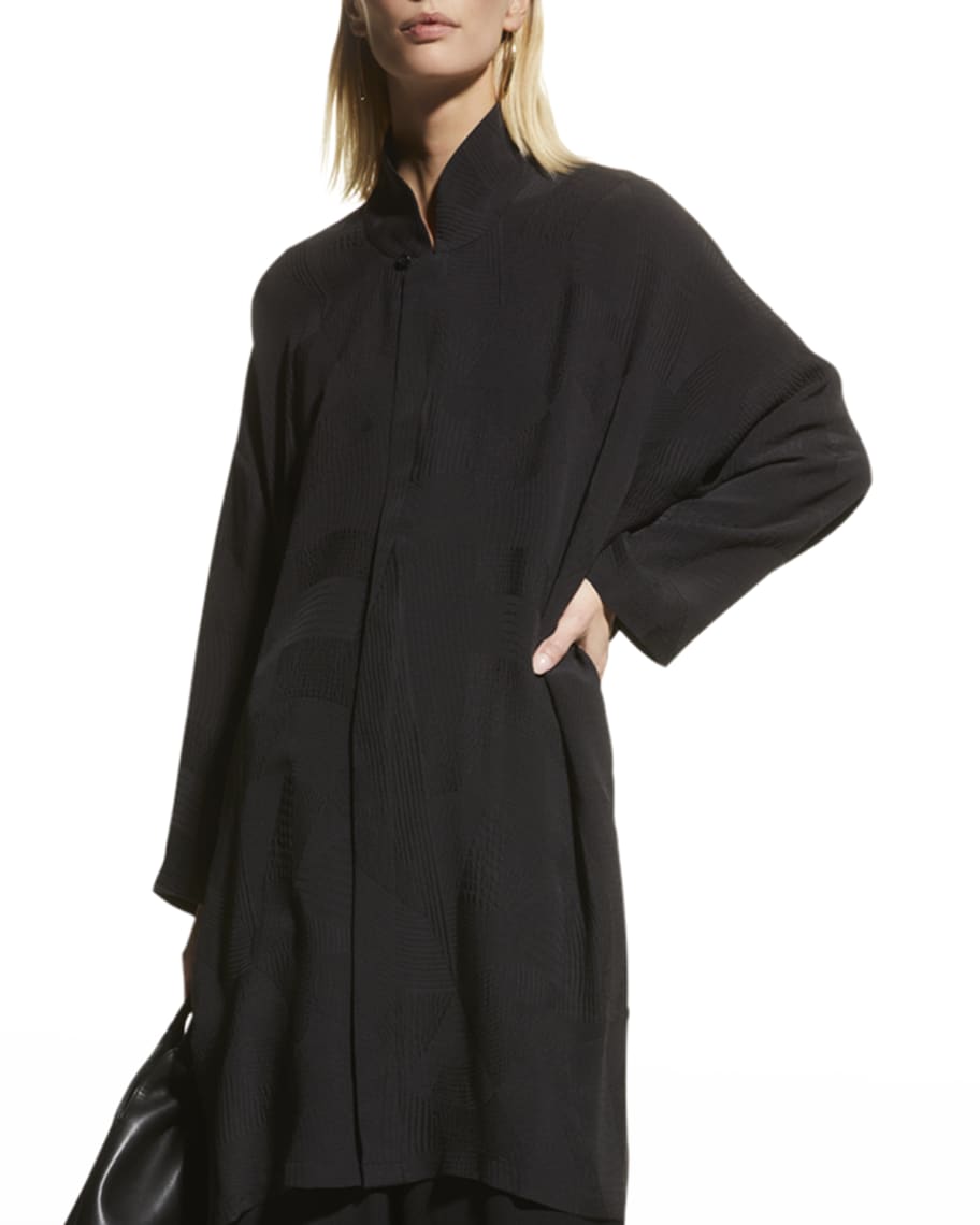 Eskandar Wide A-Line Shirt With Collar With Slits (Very Long Length ...