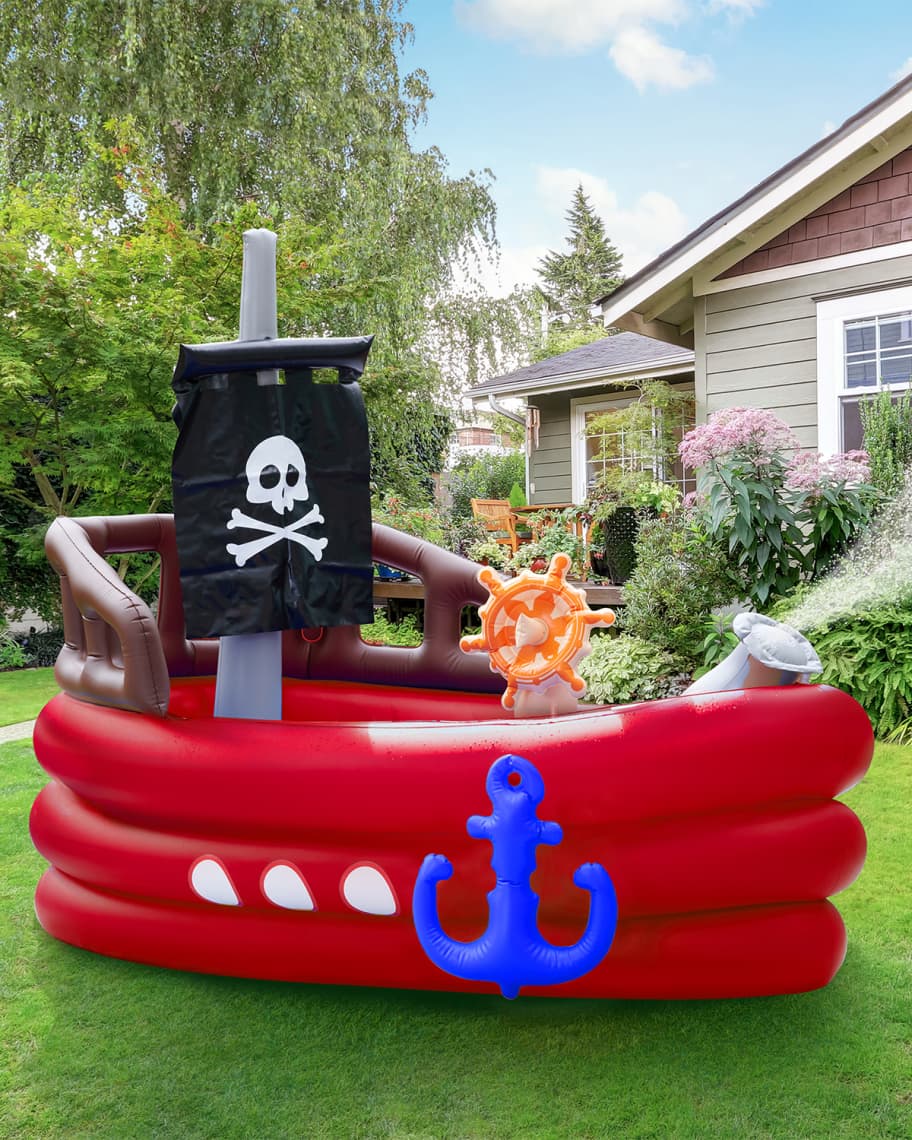 Teamson Kids Kid's Water Fun Pirate Boat Inflatable Sprinkler Play ...