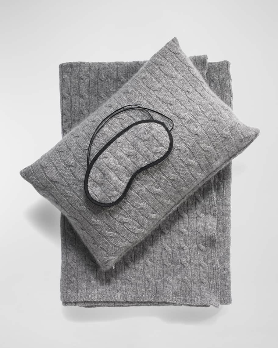 Sofia Cashmere Cashmere Cable-Knit Travel Set | Neiman Marcus