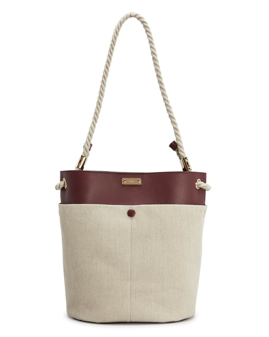 Chloe Key Calfskin Linen Bucket Bag | Neiman Marcus