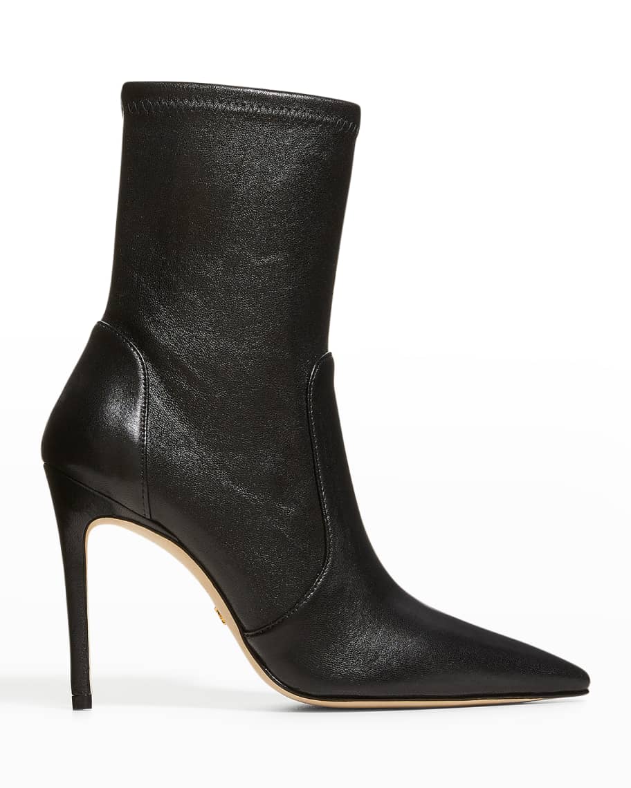 Stuart Weitzman Stuart Stretch Leather Stiletto Booties | Neiman Marcus