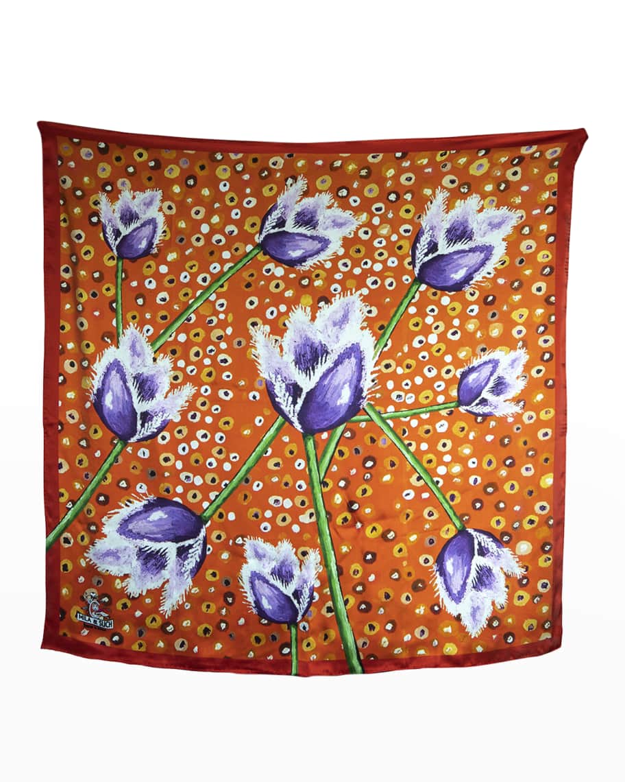 Mila & Such Joy Floral-Print Silk Scarf | Neiman Marcus