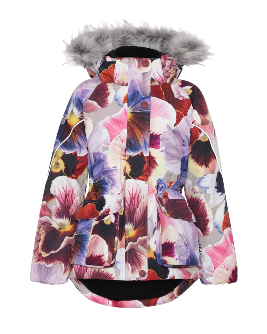 Molo Girl's Cathy Faux-Fur Trim Water-Resistant Jacket, Size 4-6 ...