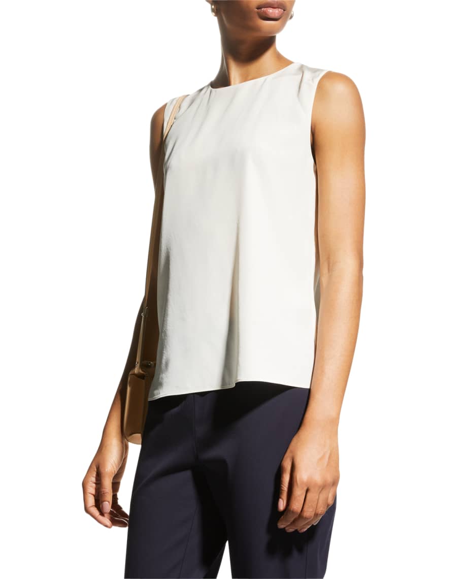 St. John Silk Crepe De Chine Tank Top | Neiman Marcus