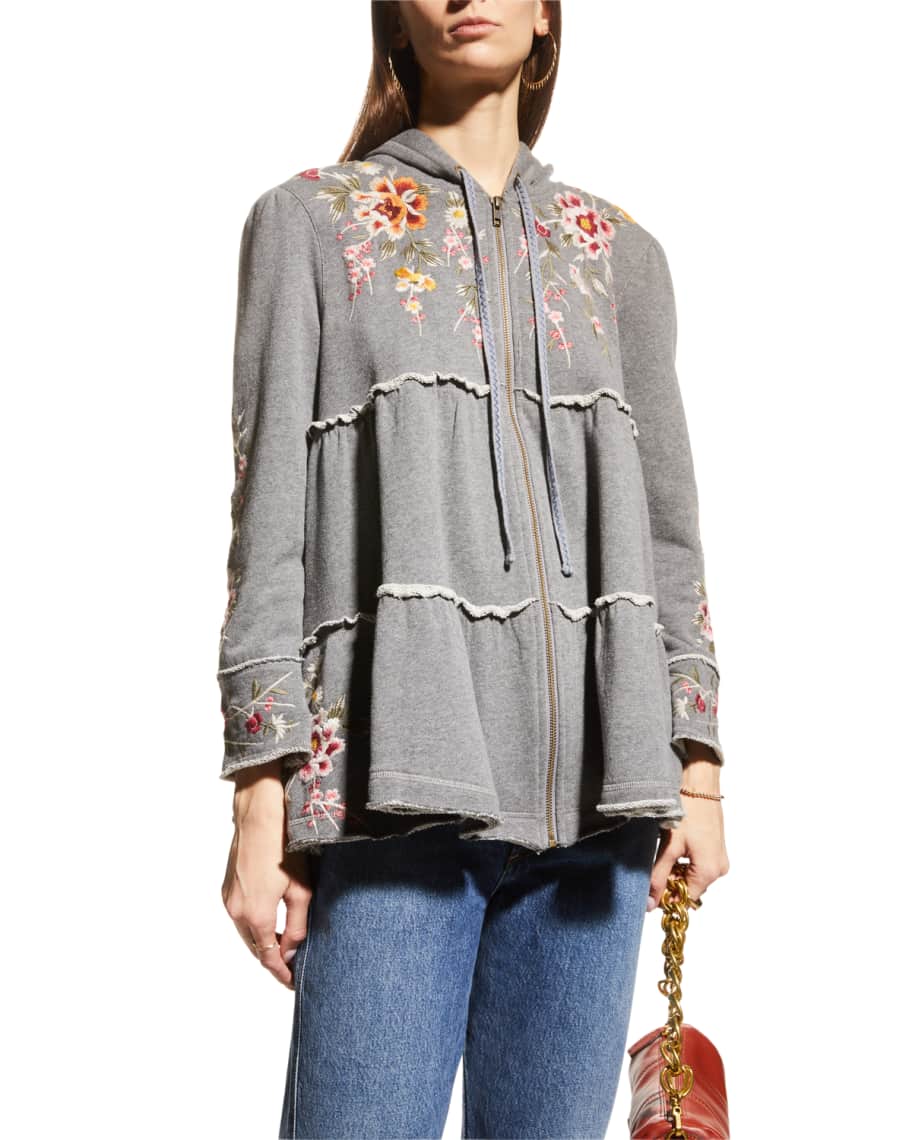 Johnny Was Acacia Tiered Zip-Up Hoodie | Neiman Marcus