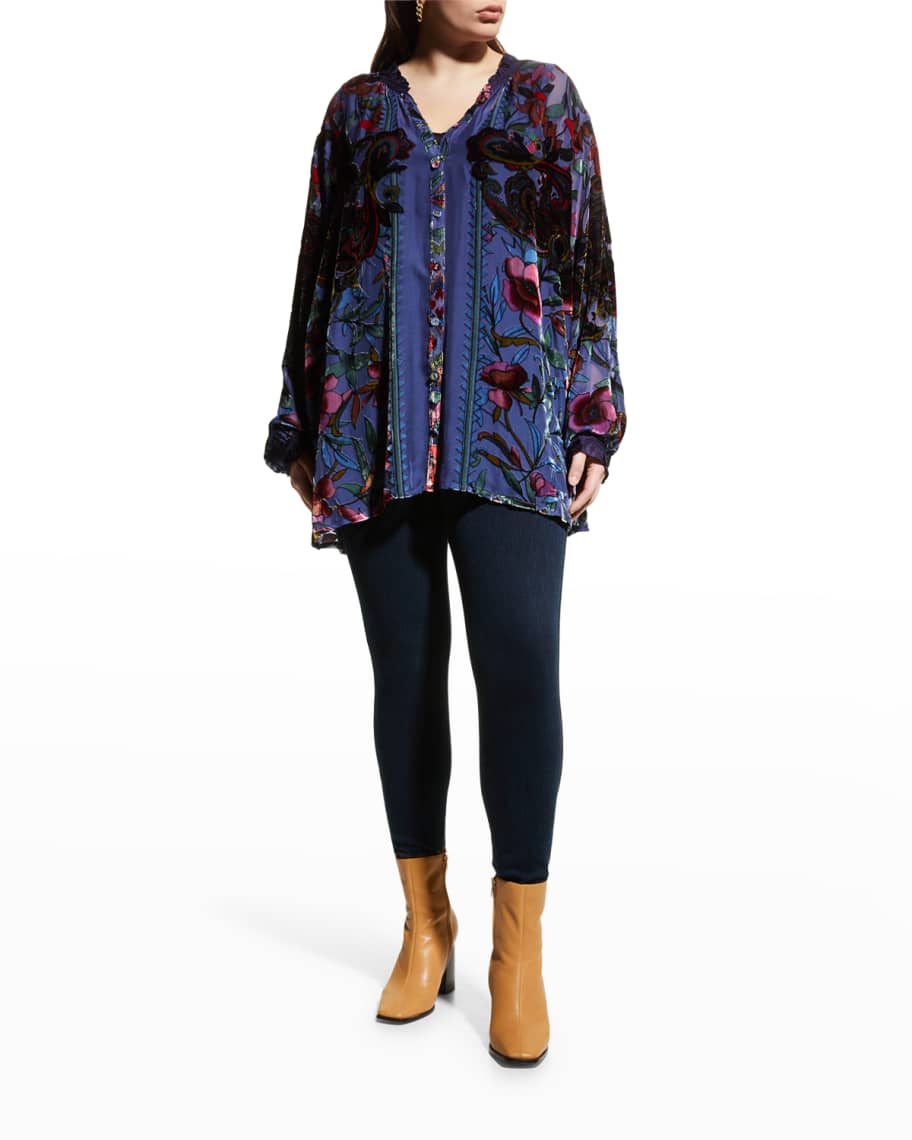 Johnny Was Plus Plus Size Clara Burnout Leda Shirt | Neiman Marcus