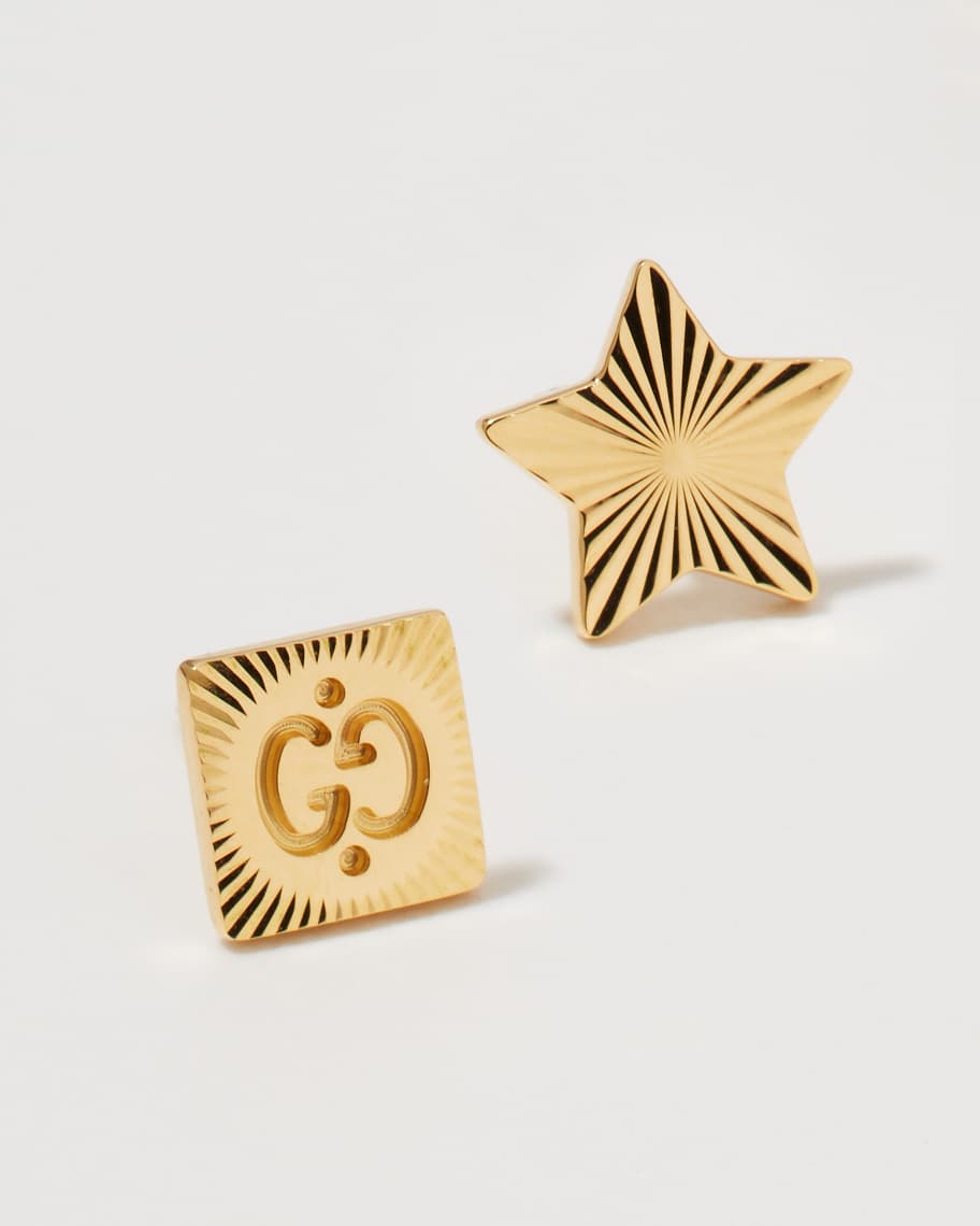 Gucci Icon Square and Star Stud Earrings in Yellow Gold | Neiman Marcus