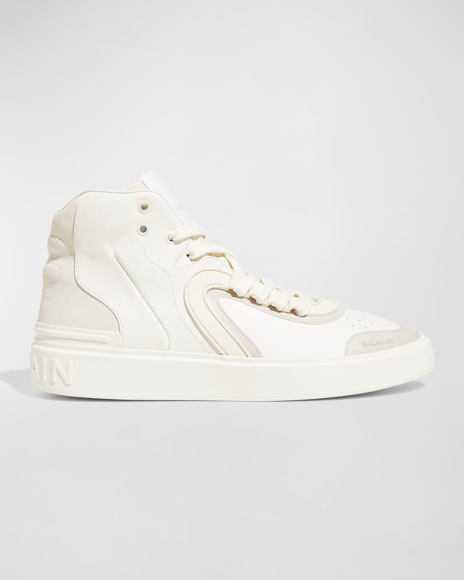 Balmain Men's B Skate Mix-Leather High-Top Sneakers | Neiman Marcus