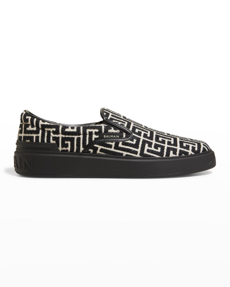 Balmain Men's B Court Monogram Jacquard Low-Top Sneakers | Neiman Marcus