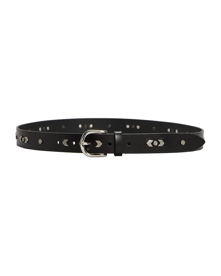 Isabel Marant Zap Stud Calf Leather Belt | Neiman Marcus