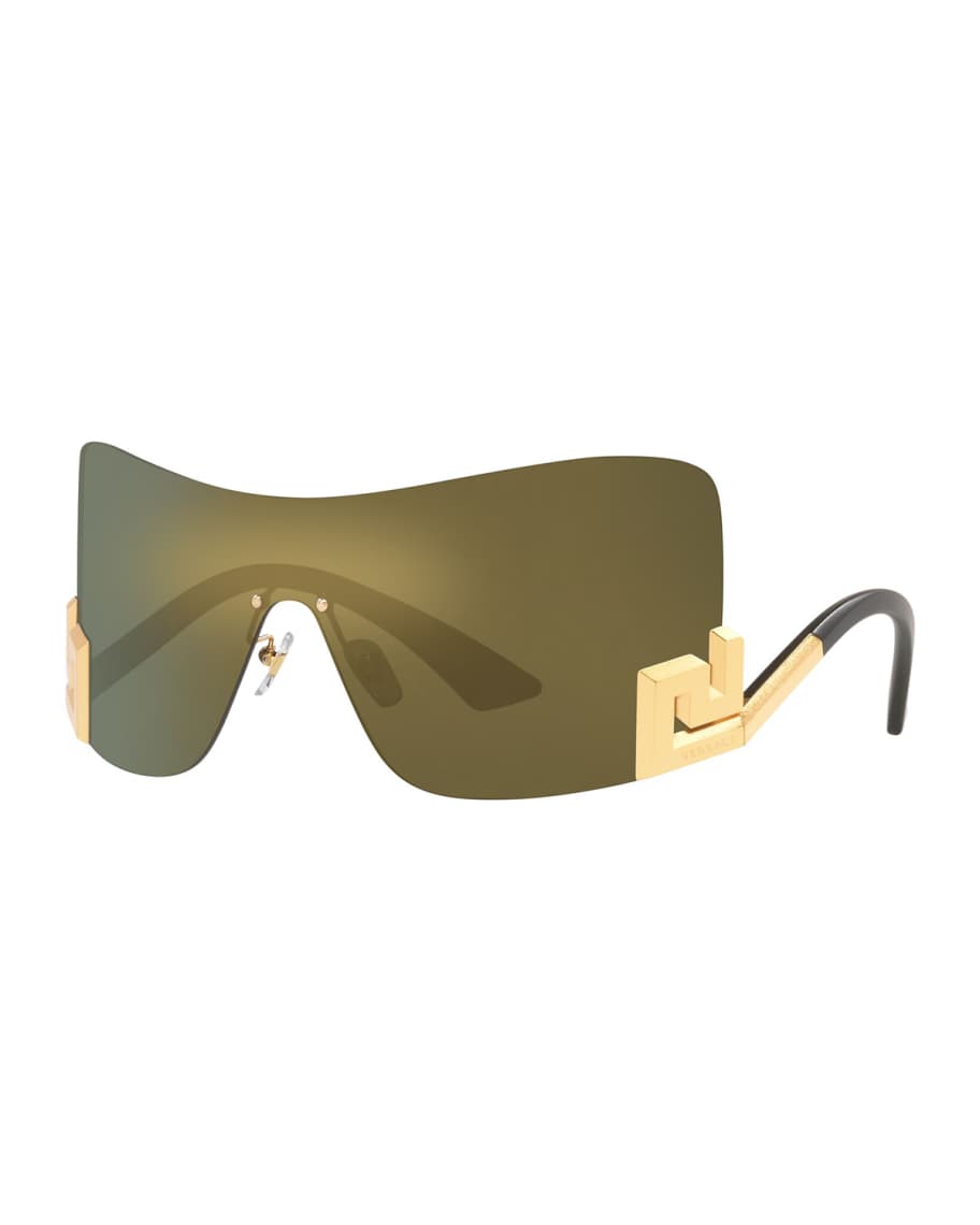 Versace Greca Curve Metal Shield Sunglasses | Neiman Marcus