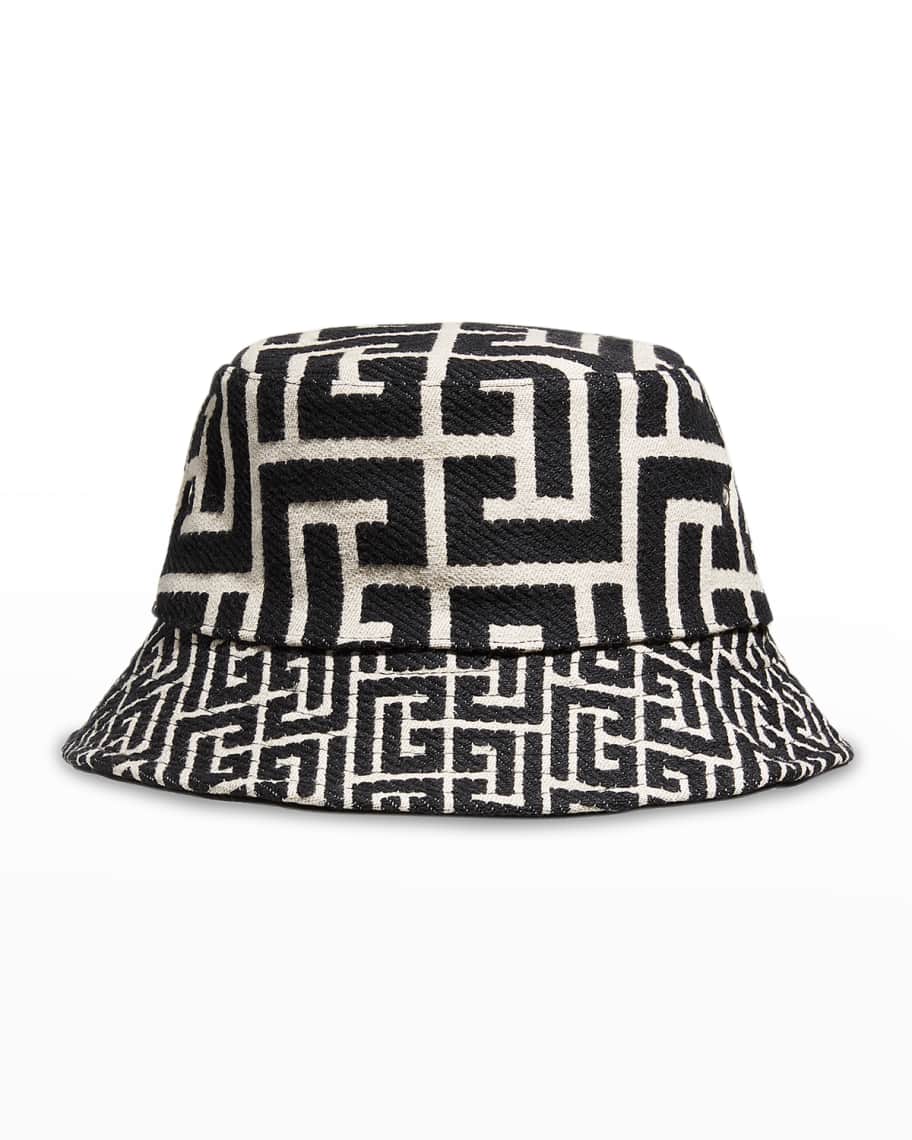 Balmain Men's Monogram Jacquard Bucket Hat | Neiman Marcus