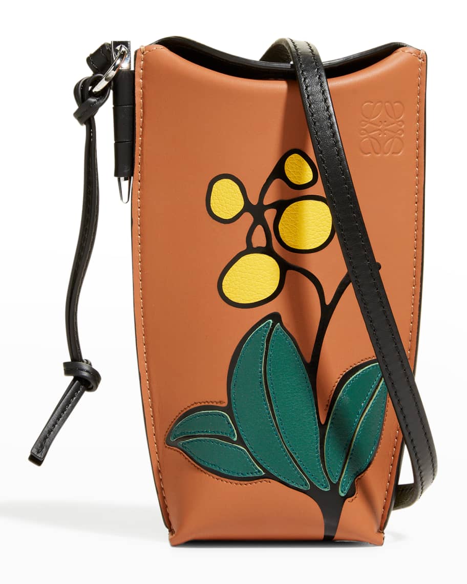 Loewe Gate Calfskin Floral Bucket Bag | Neiman Marcus