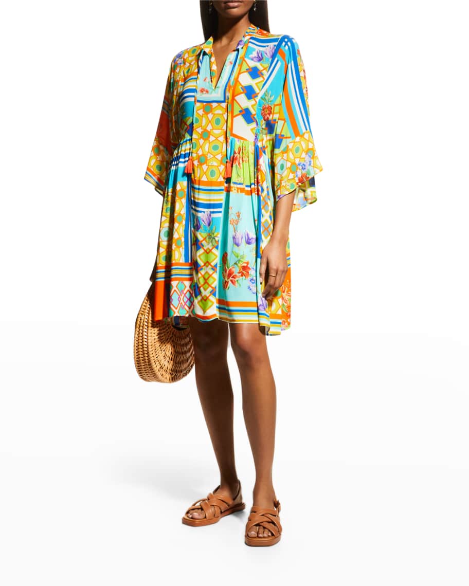 Johnny Was Plus Plus Size Mixi Short Kaftan Dress | Neiman Marcus