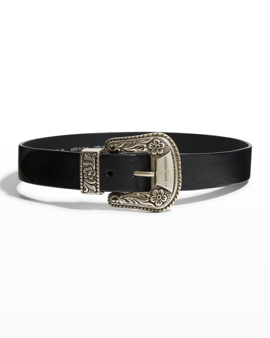 Golden Goose Washed Leather Buckle Belt | Neiman Marcus