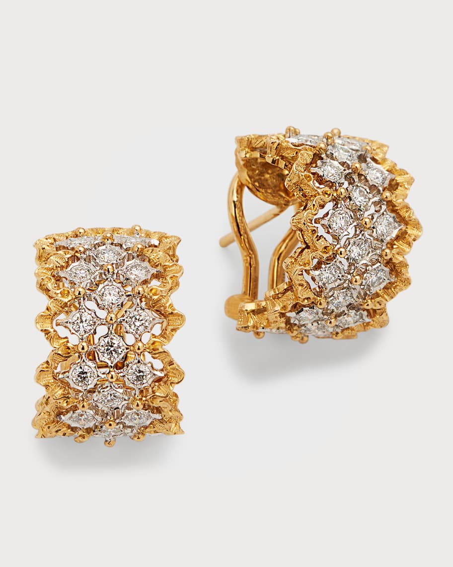 Buccellati 18K Yellow Gold and White Gold Rombi Diamond Hoop Earrings ...