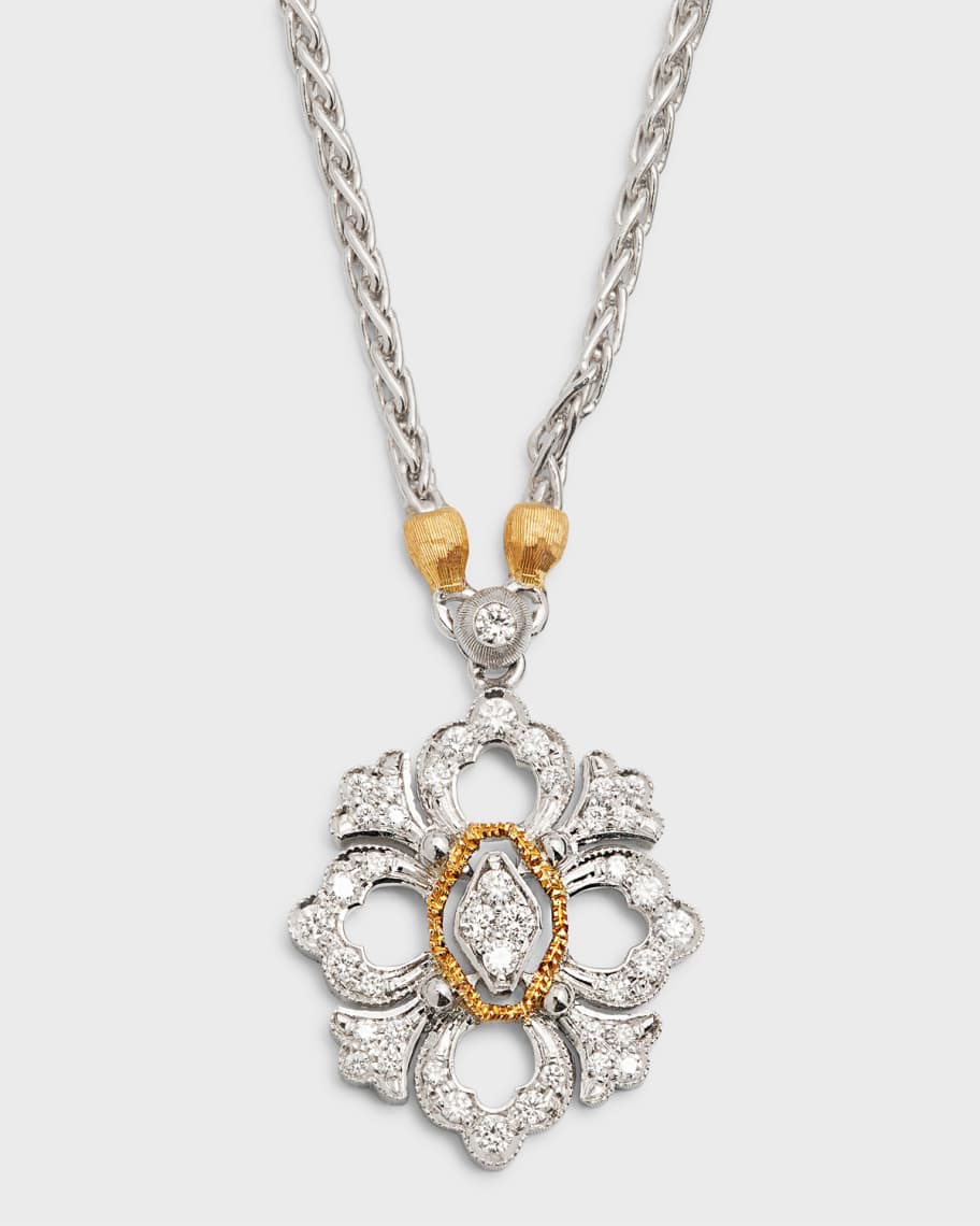Buccellati 18K White Gold and Yellow Gold Oper Pave Diamond Pendant ...