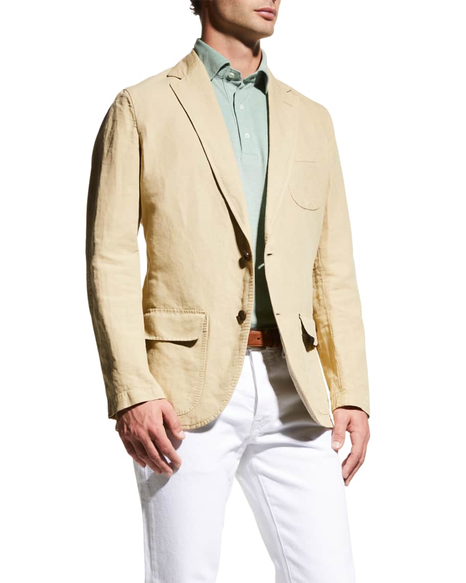 Sid Mashburn Men's Cotton-Hemp Butcher Jacket | Neiman Marcus