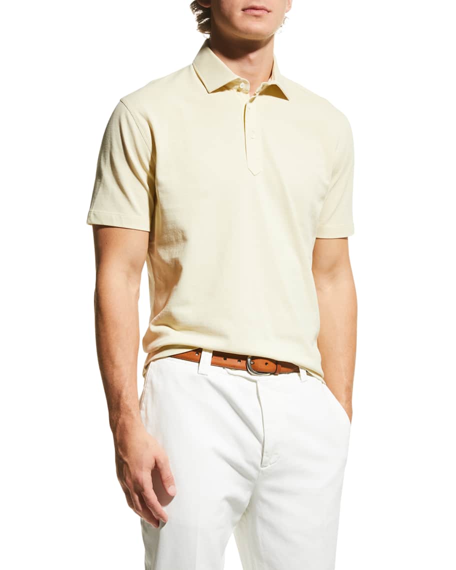 Brunello Cucinelli Men's Pique Cotton Polo Shirt | Neiman Marcus