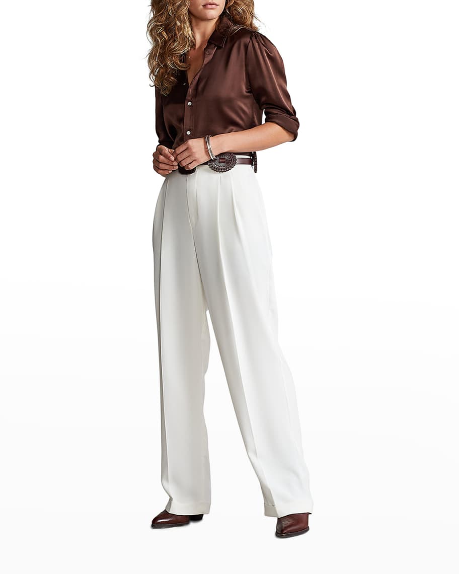 Polo Ralph Lauren Silk Satin Button-Down Shirt | Neiman Marcus