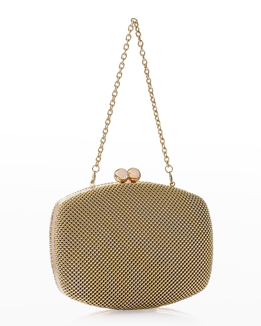 Whiting & Davis Double Ball Embellished Shoulder Minaudiere Bag ...