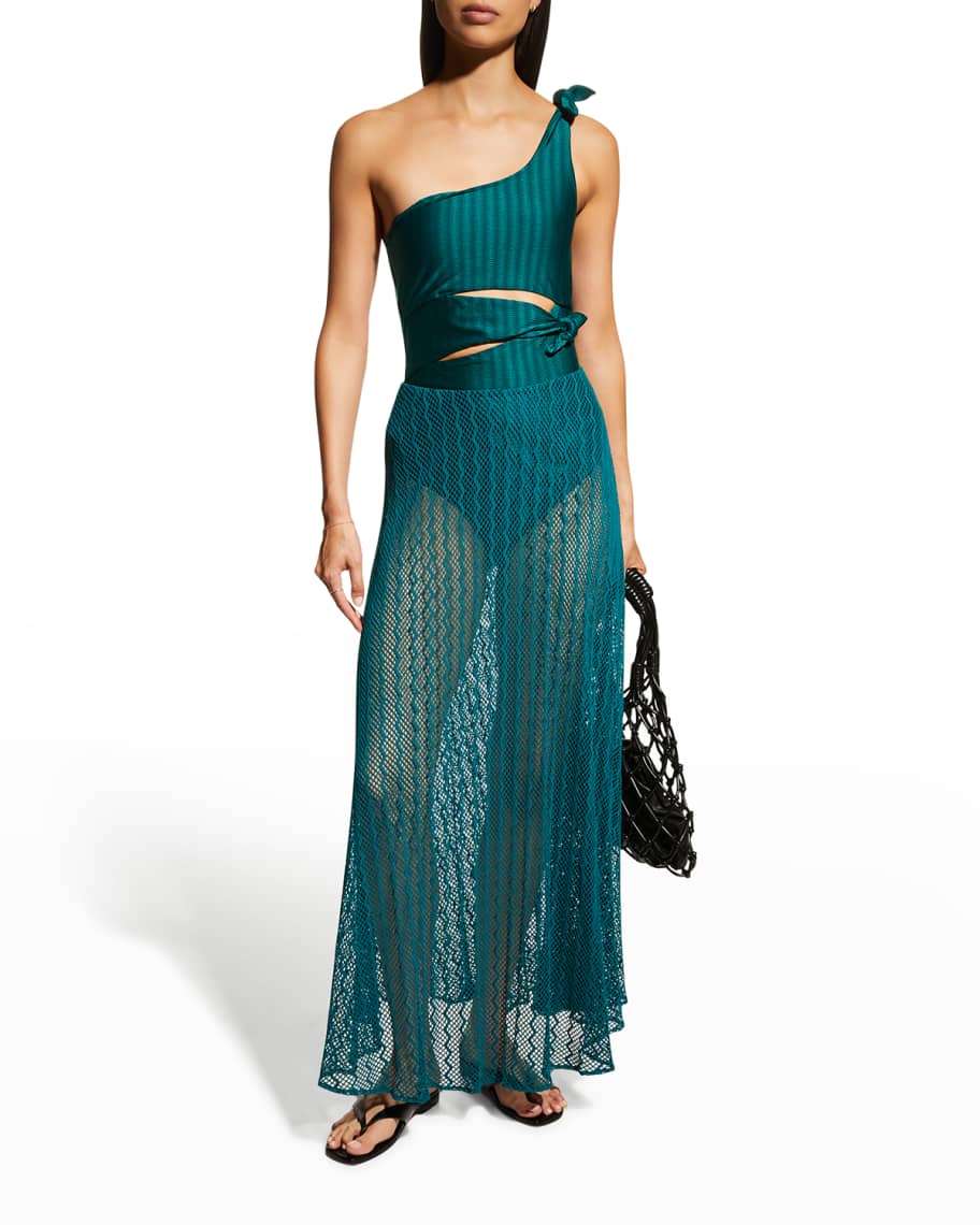 PatBO One Shoulder Lace Beach Dress | Neiman Marcus