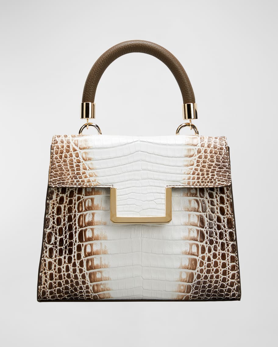 Maria Oliver Michelle Small Crocodile Top-Handle Bag with Strap ...