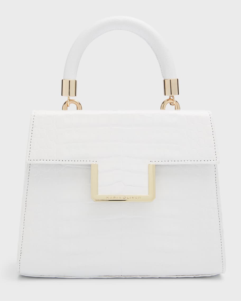 Maria Oliver Michelle Small Crocodile Top-Handle Bag with Strap ...