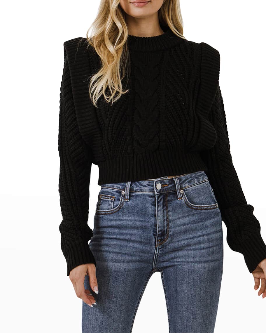 English Factory Cropped Knit Sweater | Neiman Marcus