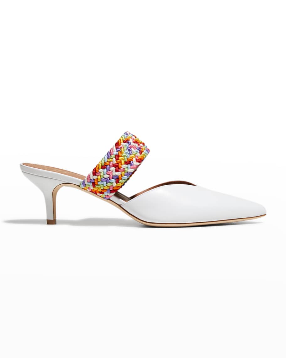 Malone Souliers Multicolored Woven Kitten-Heel Mules | Neiman Marcus