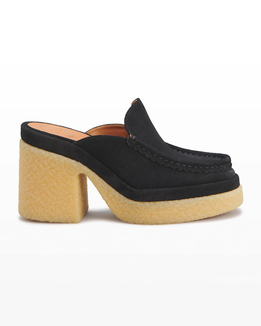 Chloe Jamie Suede Platform Clogs | Neiman Marcus