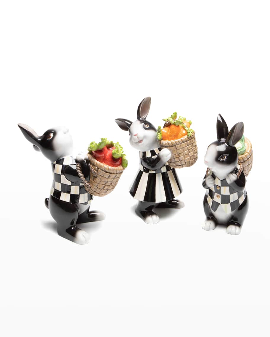MacKenzie-Childs Cabbage Garden Easter Bunnies, Set Of 3 | Neiman Marcus
