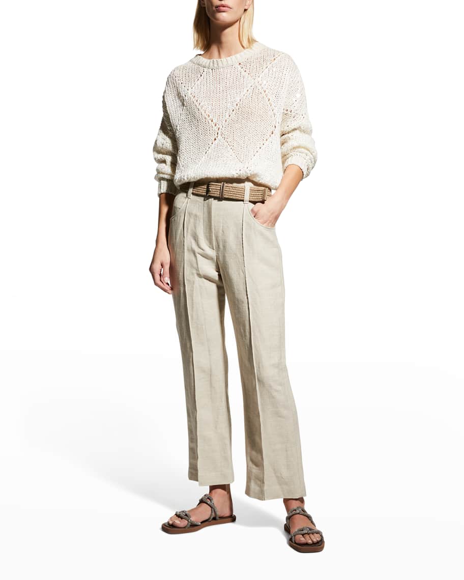 Brunello Cucinelli Argyle Paillette Opera Knit Sweater | Neiman Marcus