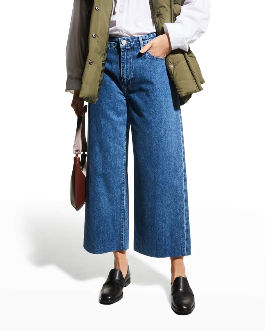 FRAME High-Rise Cropped Wide-Leg Jeans | Neiman Marcus