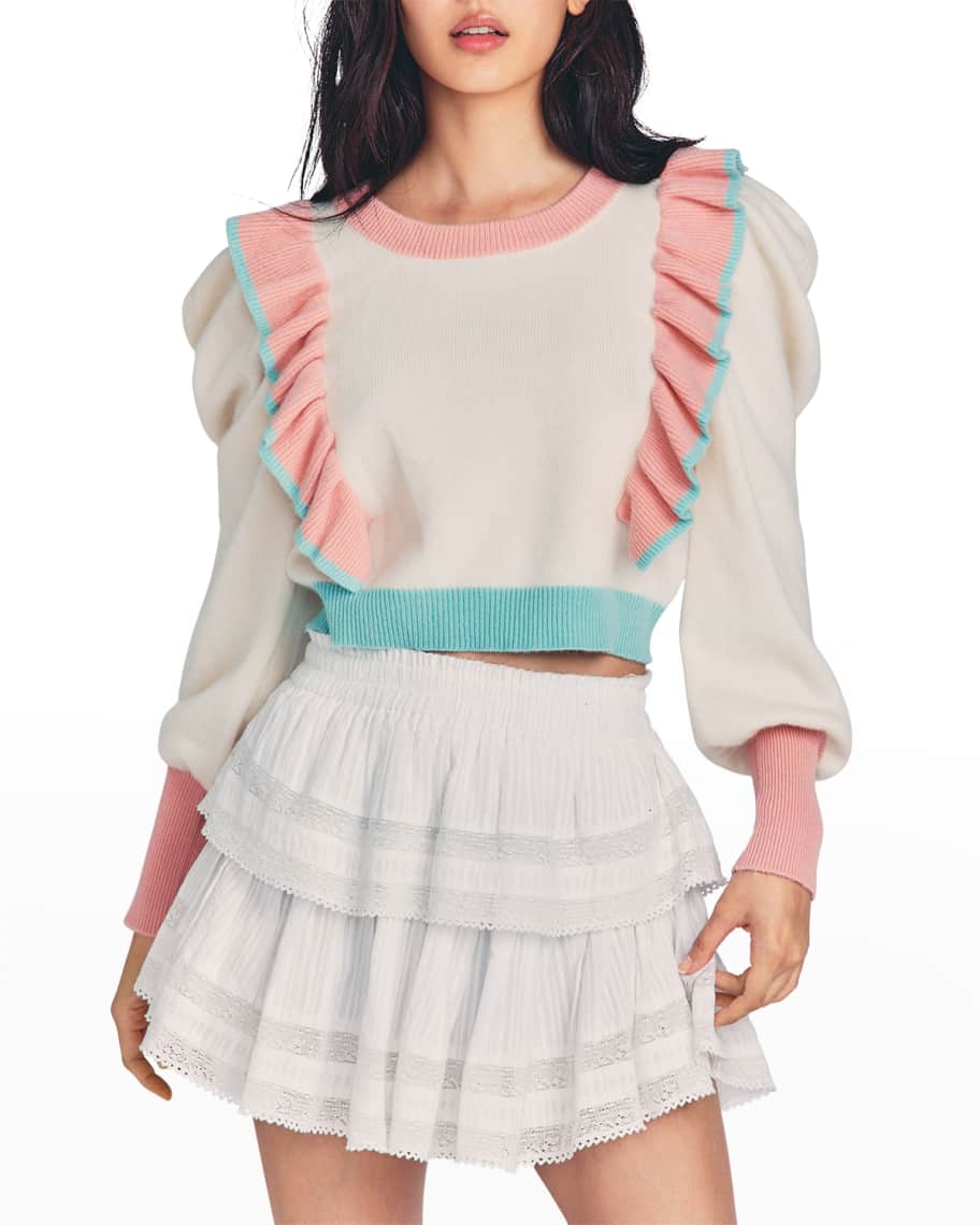 LoveShackFancy Greece Ruffle Wool-Cashmere Sweater | Neiman Marcus