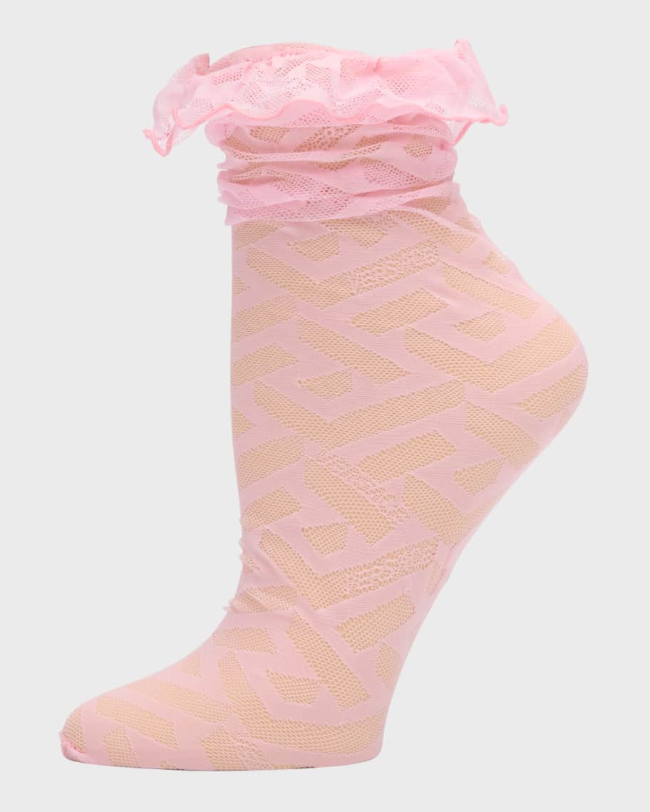 Versace Greca Ruched Mesh Socks | Neiman Marcus
