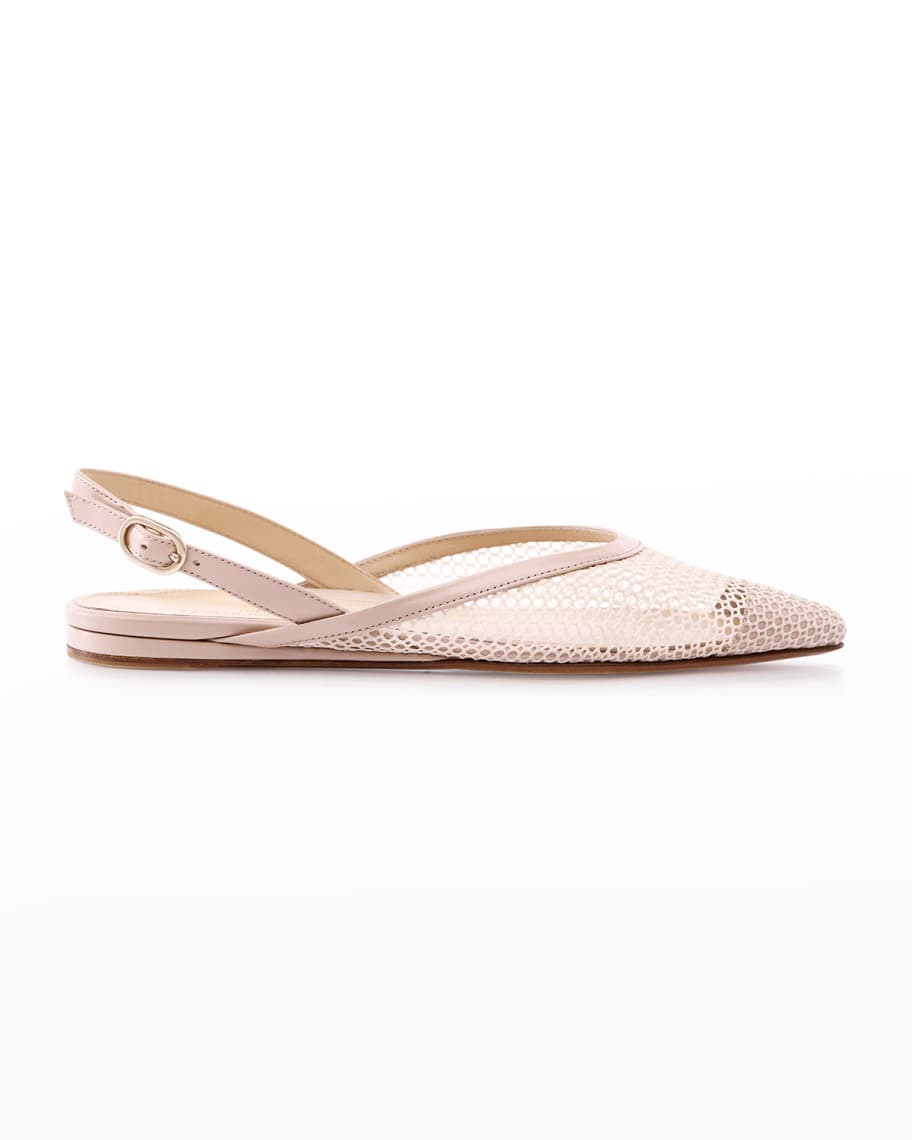 Marion Parke Nicky Leather Mesh Slingback Flats | Neiman Marcus