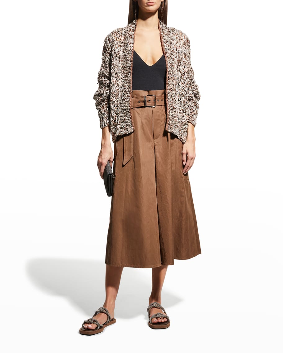 Brunello Cucinelli Mixed-Yarn Paillette Opera Knit Cardigan | Neiman Marcus