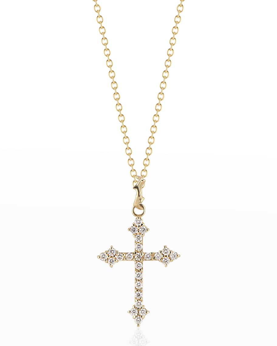 DRU. 14k Diamond Gothic Cross Enhancer | Neiman Marcus
