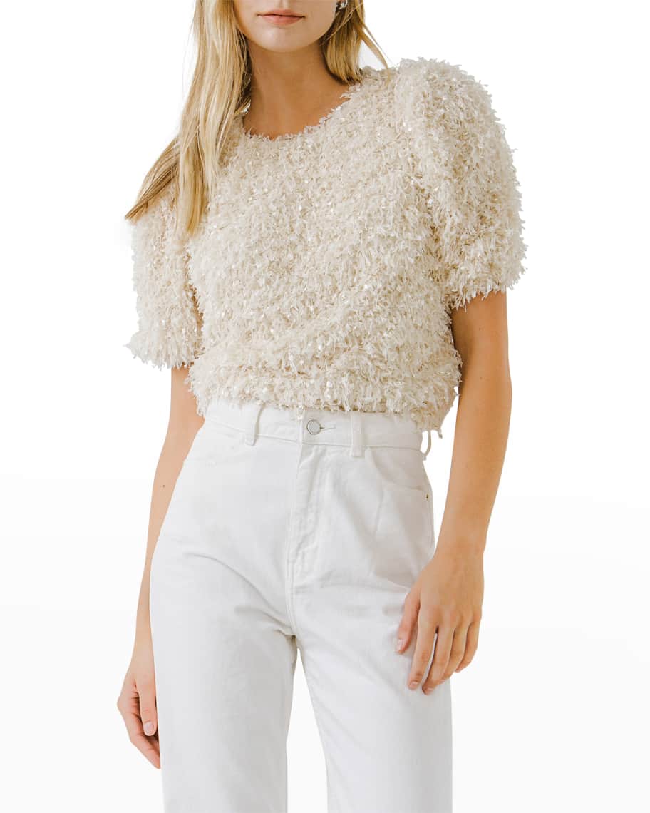Image 1 of 4: Short-Sleeve Feather Top