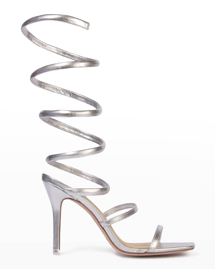 Black Suede Studio Courtney Corkscrew Coil Sandals | Neiman Marcus