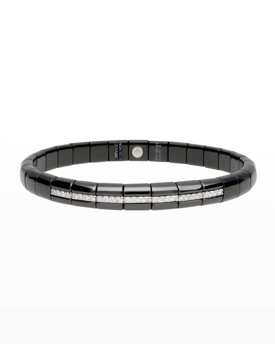 Roberto Demeglio Pura Matte Black Ceramic & 18K White Gold Bracelet with Diamonds, 0.25 tdcw ...