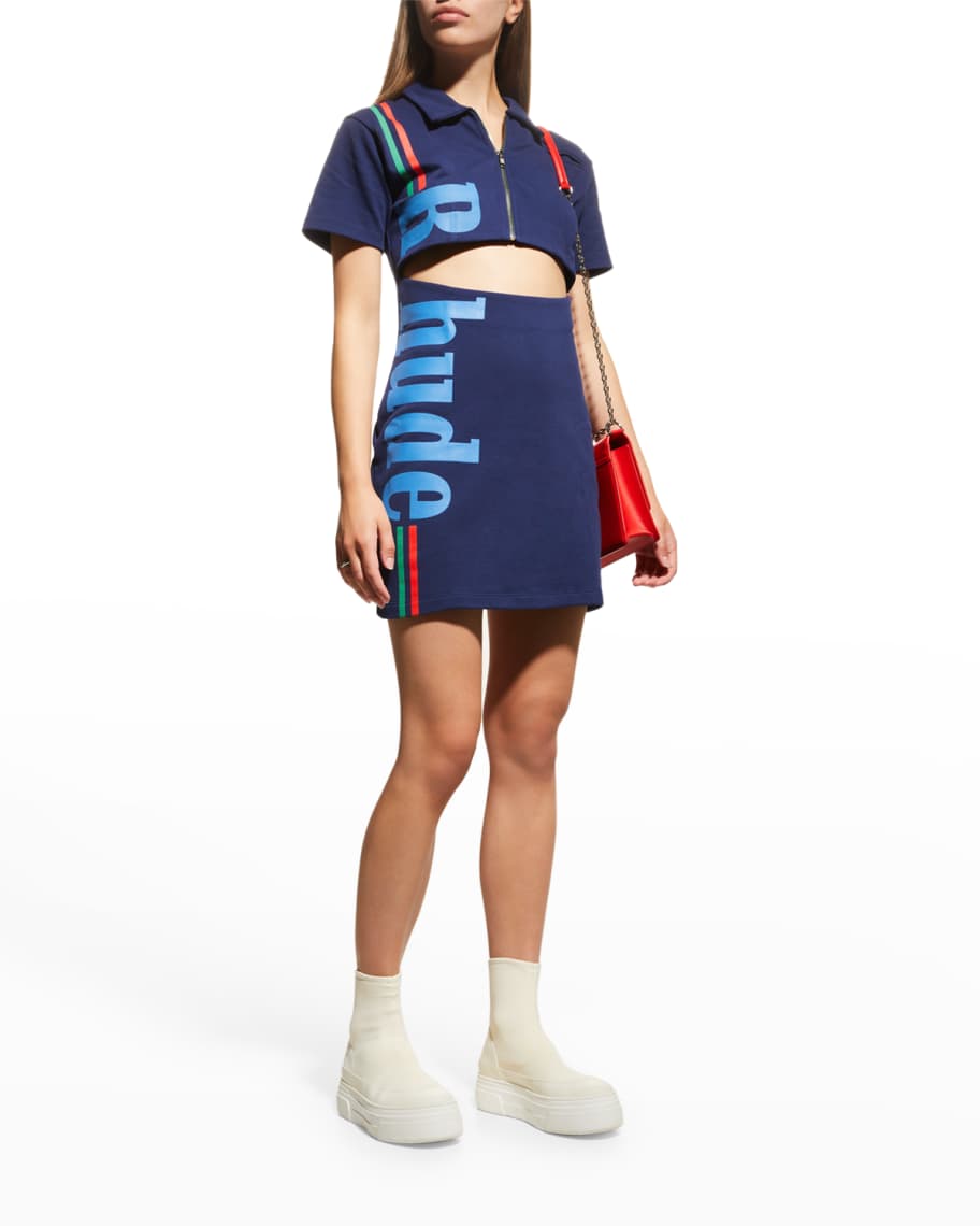 Rhude Logo Cut-Out Polo Mini Dress | Neiman Marcus