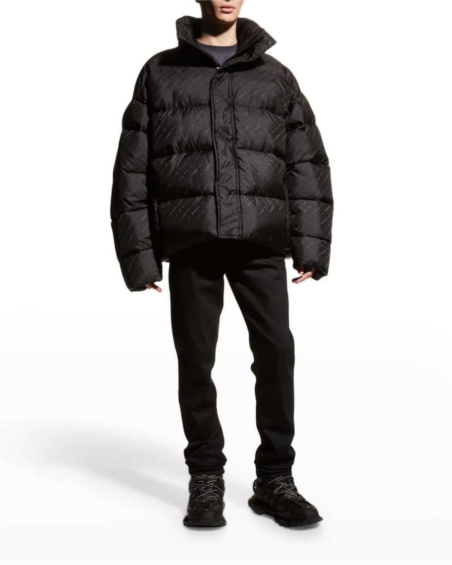 Balenciaga Men's Logo Jacquard Puffer Jacket | Neiman Marcus