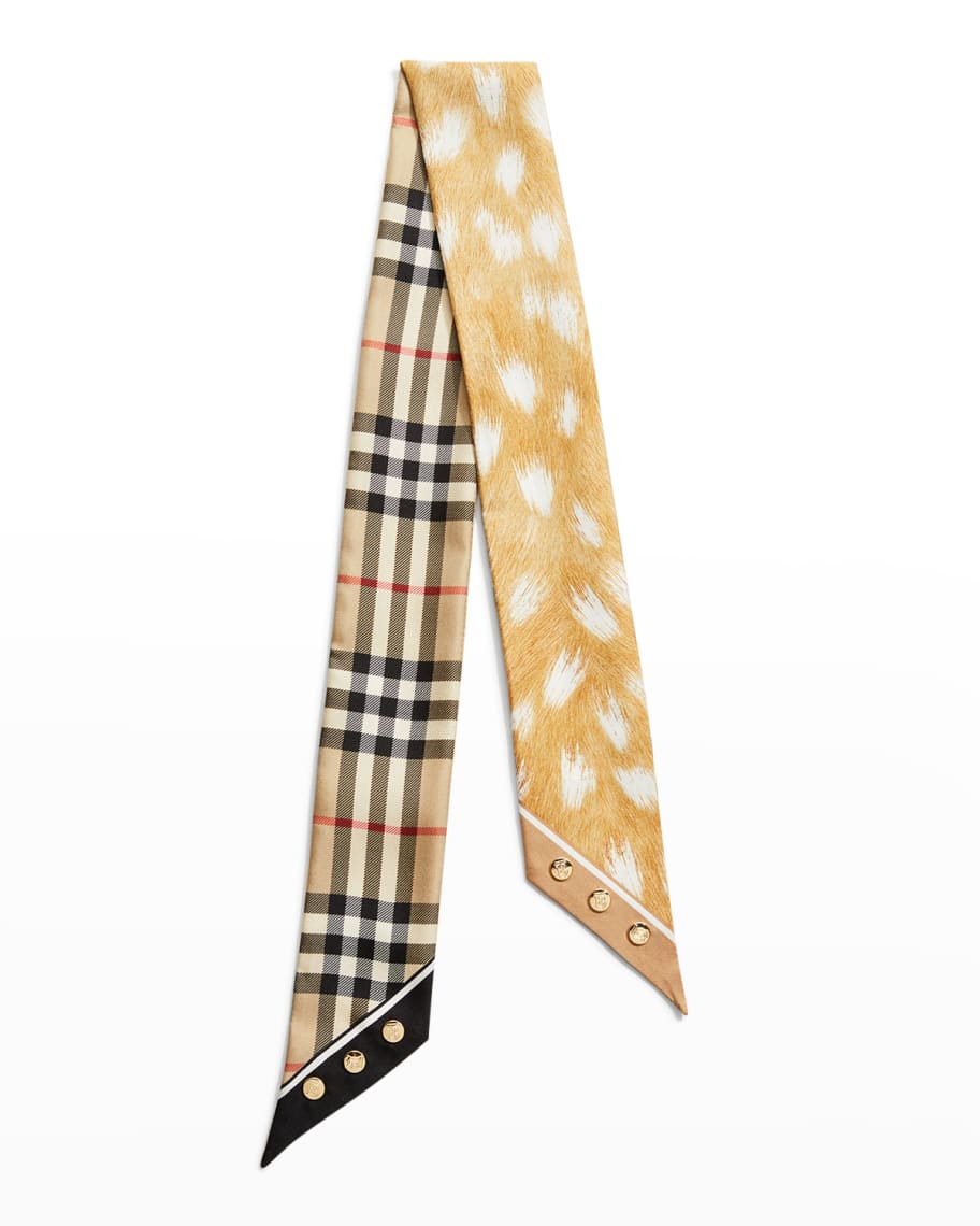 Burberry Reversible Vintage Check-Deer Ribbon Scarf | Neiman Marcus