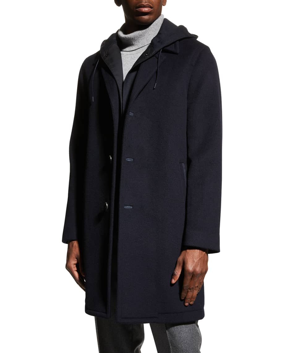 Vince Men's Mac Mixed-Media Coat | Neiman Marcus