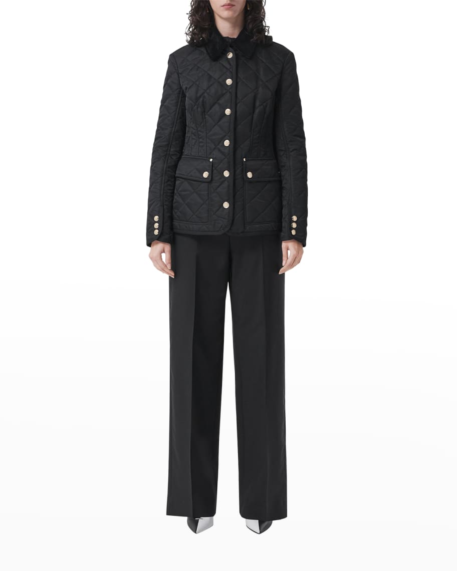 Burberry Pett Quilted Jacket w/ Corduroy Collar | Neiman Marcus