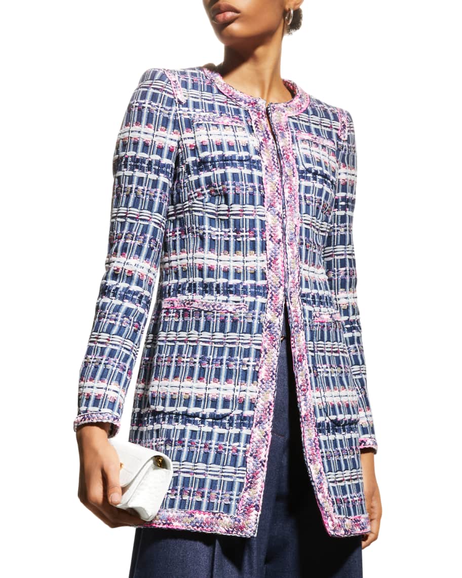 Maison Common Metallic Check Tweed Jacket | Neiman Marcus