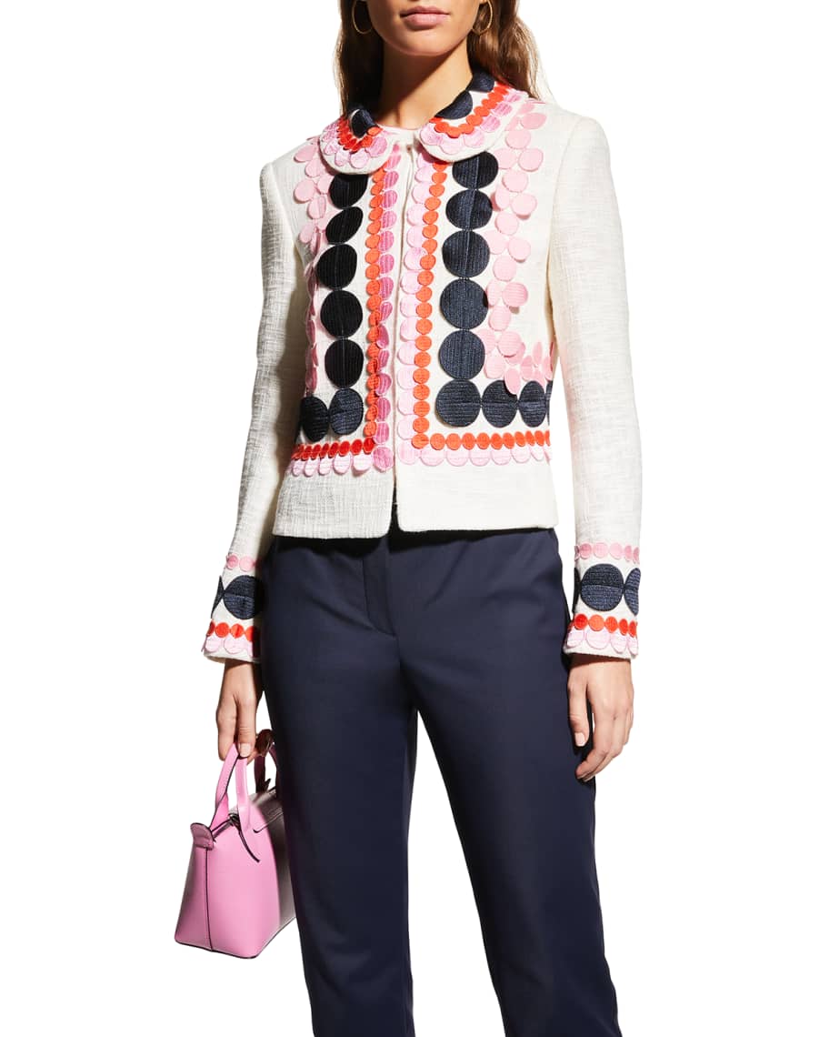 Maison Common Dot-Applique Peter Pan Collar Jacket | Neiman Marcus