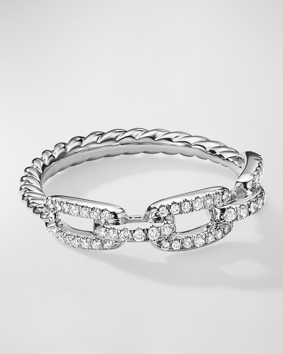 David Yurman Stax Chain Link Ring with Diamonds in 18k White Gold, 4 ...